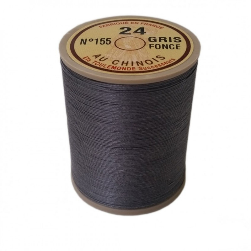 Fil de lin Au chinois retors glacé n°24 coloris Gris foncé - 265 mètres