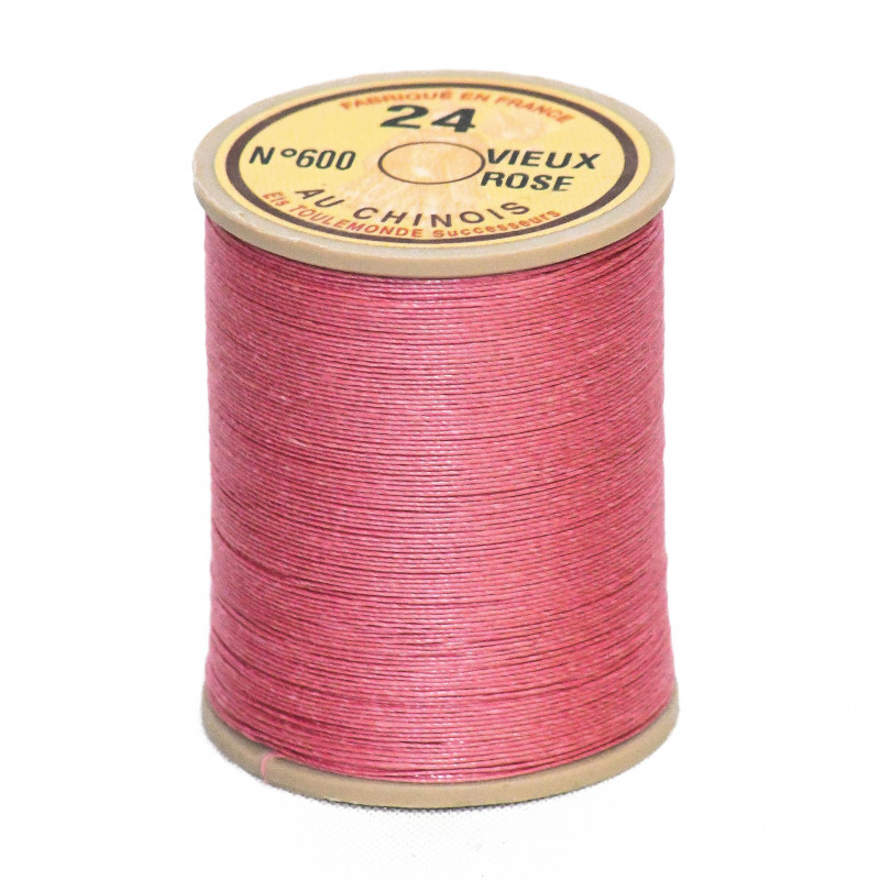 Fil de lin Au chinois retors glacé n°24 coloris Vieux rose - 265 mètres