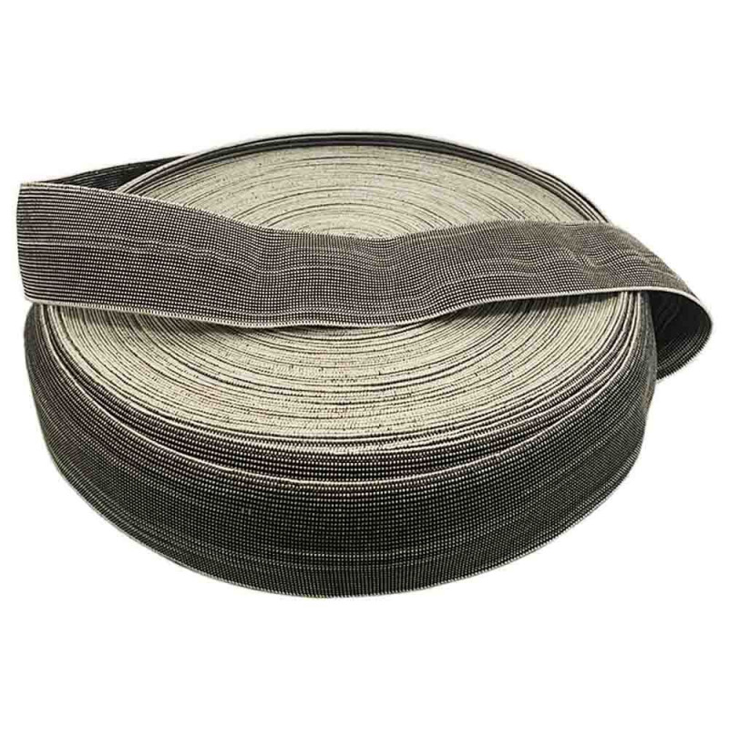 Sangle élastique noire et blanche, 70 mm, les 100 mètres