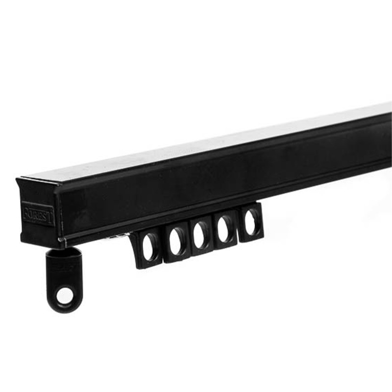 Rail rideau sur mesure CS noir avec accessoires - 30 cm à 190 cm