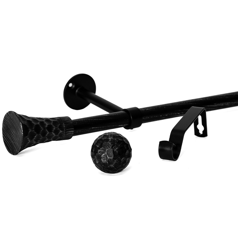 Kit tringle à rideau Noire Fer Forgé de diamètre Ø19 mm à composer