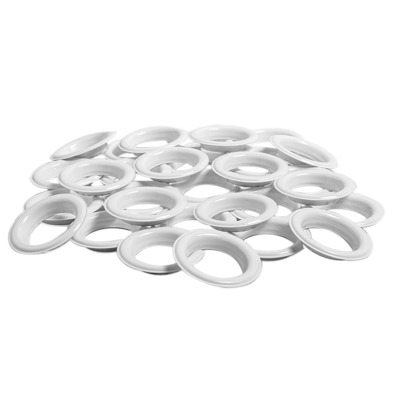 100 Oeillets rideaux à sertir Blanc Laqué Ø40 mm | Artapisserie.fr
