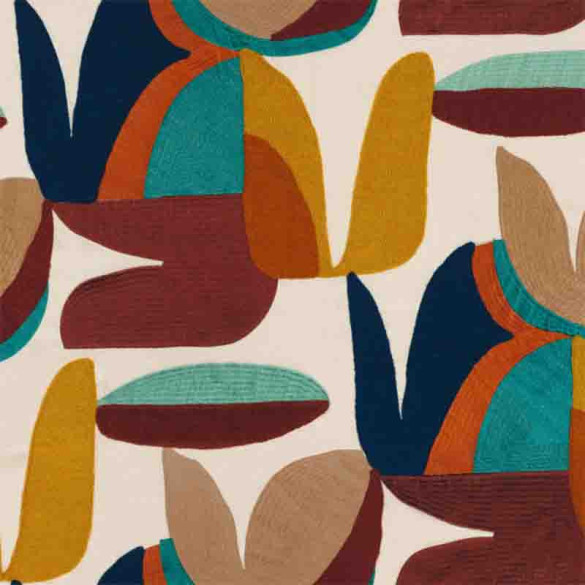 Tissu brodé Flirt multico topaze Casamance | Artapisserie.fr